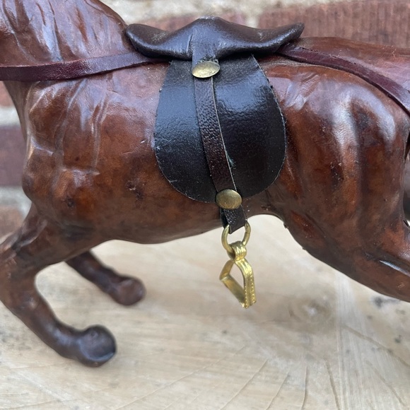 Handmade | Art | Vintage 8 Leather Wrapped Kneeling Horse Figurine With ...